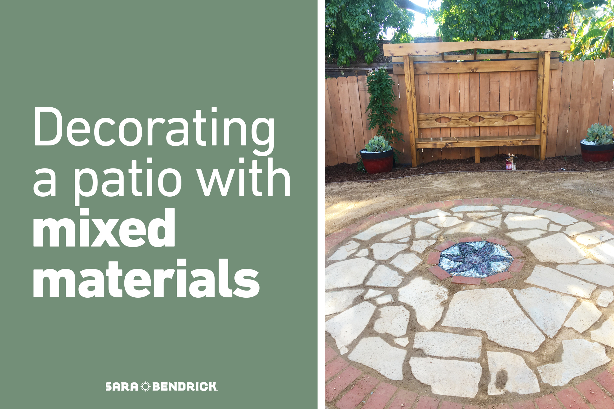 Create a mosaic patio with mixed materials - Sara Bendrick